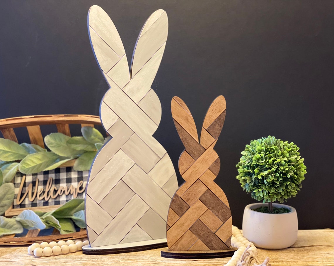 Pallet Wood Painted Bunny Shelf Sitter Easter Shelf Sitter Farmhouse ...