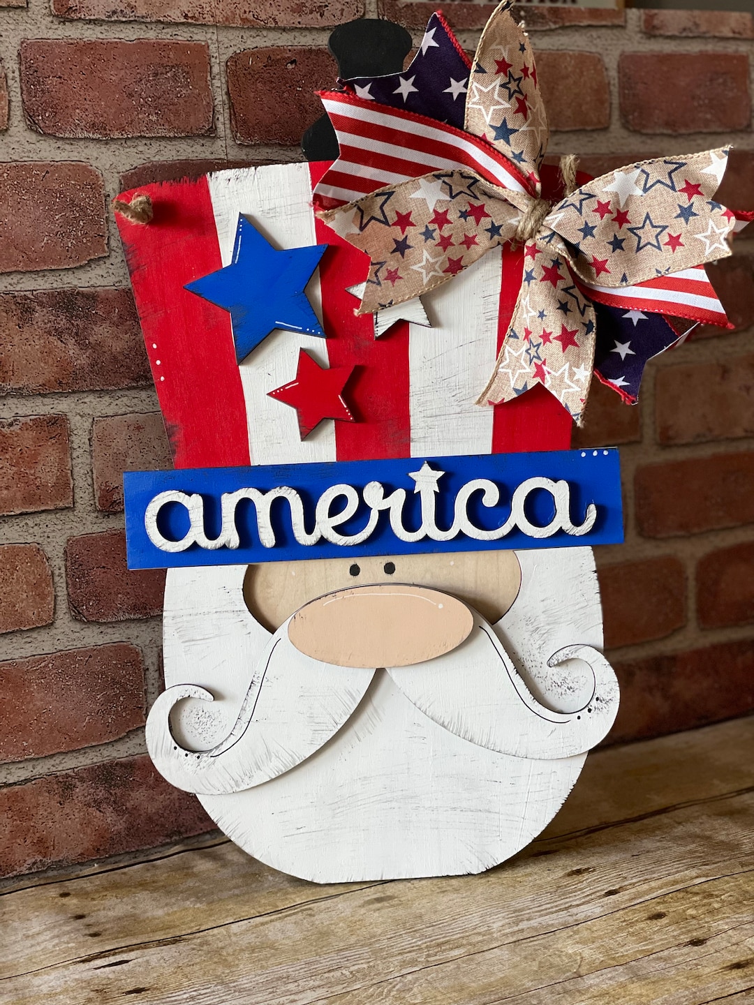 Uncle Sam Door Hanger | Fourth of July Decor | Summer Wood Door Sign ...