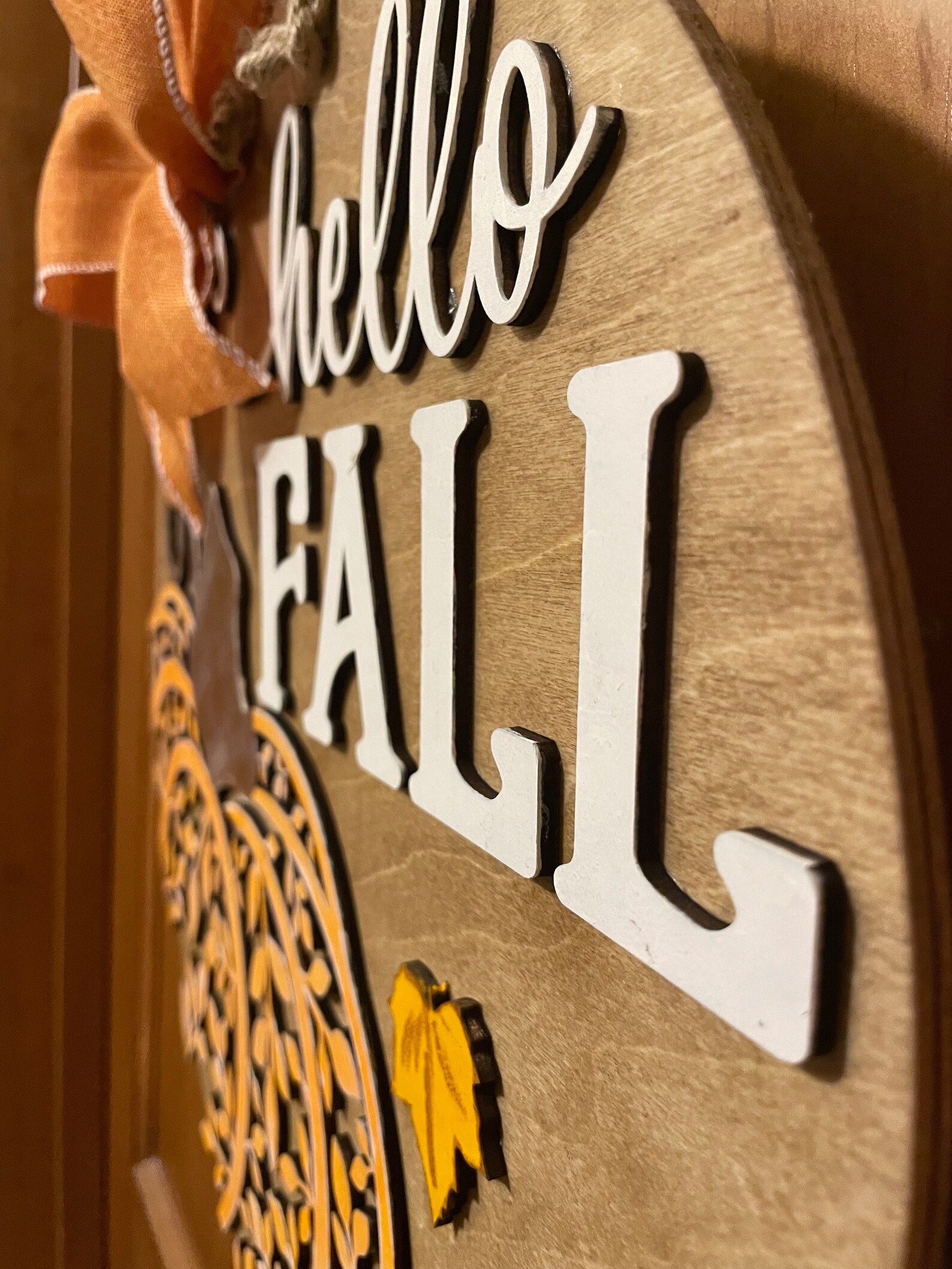 Hello Fall Front Door Decor |fall Door Hanger | 3D Lettering | Round ...