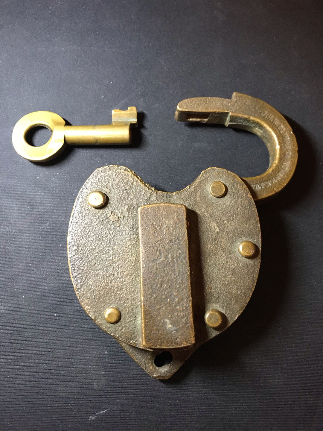 J. H. W. Climax Co Newark Brass Lock With Key - Etsy