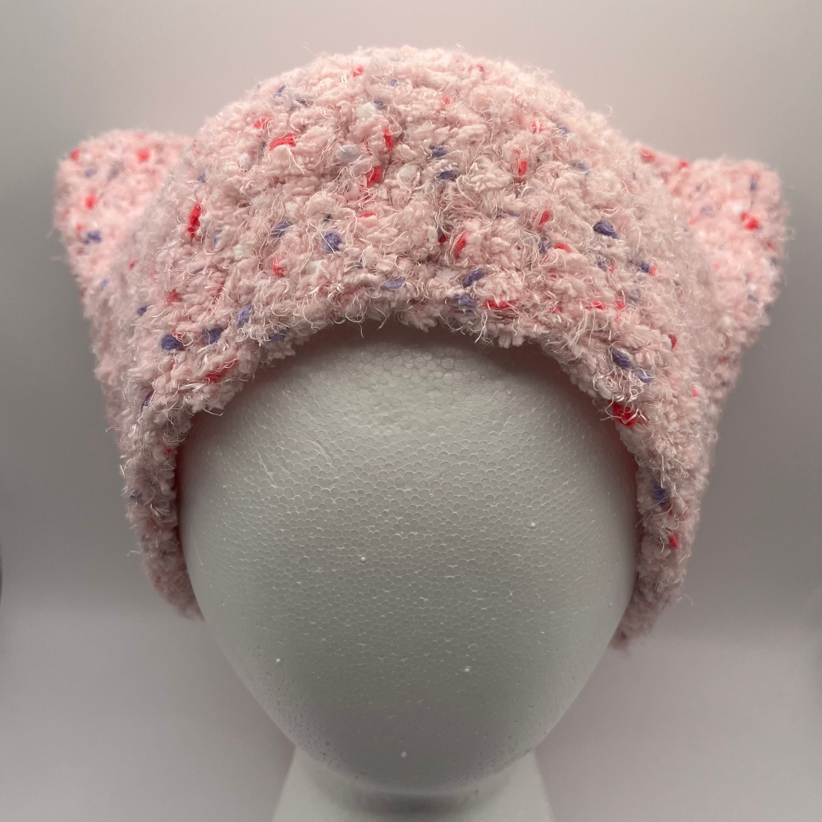 Strawberry Funfetti Cat Hat | Crochet Fuzzy Cat Hat - Etsy