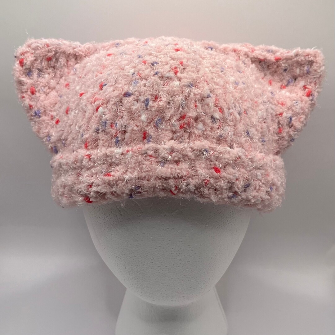 Strawberry Funfetti Cat Hat | Crochet Fuzzy Cat Hat - Etsy