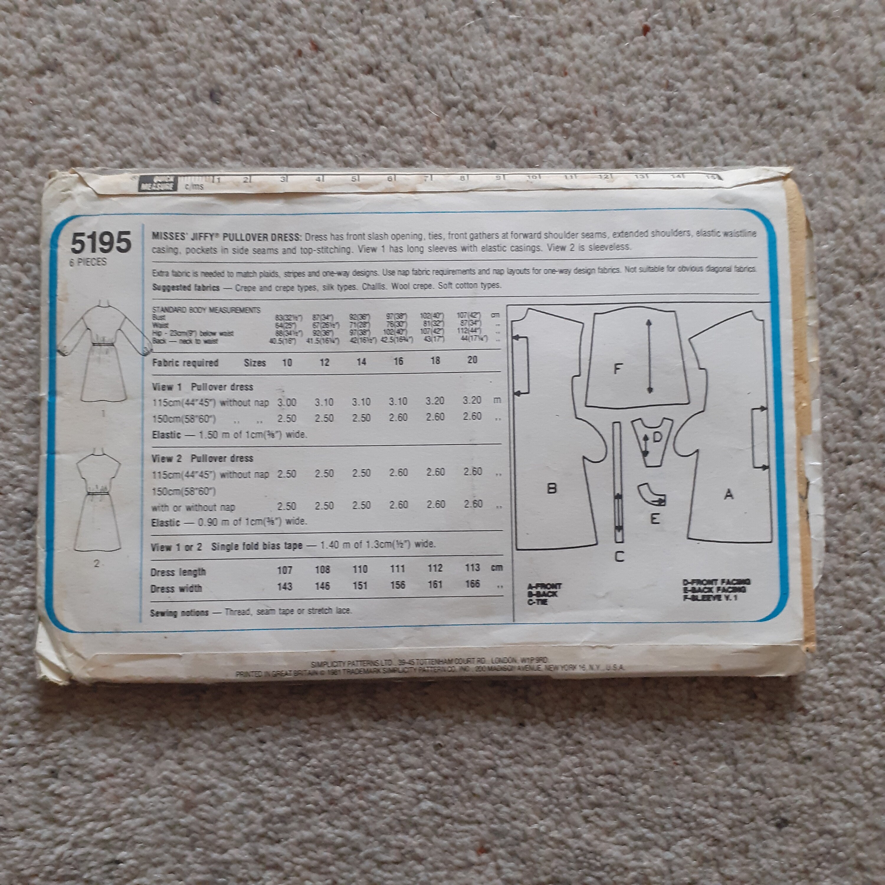 Simplicity No 5195 Jiffy Dress Pattern 1981 Sz 16 | Etsy