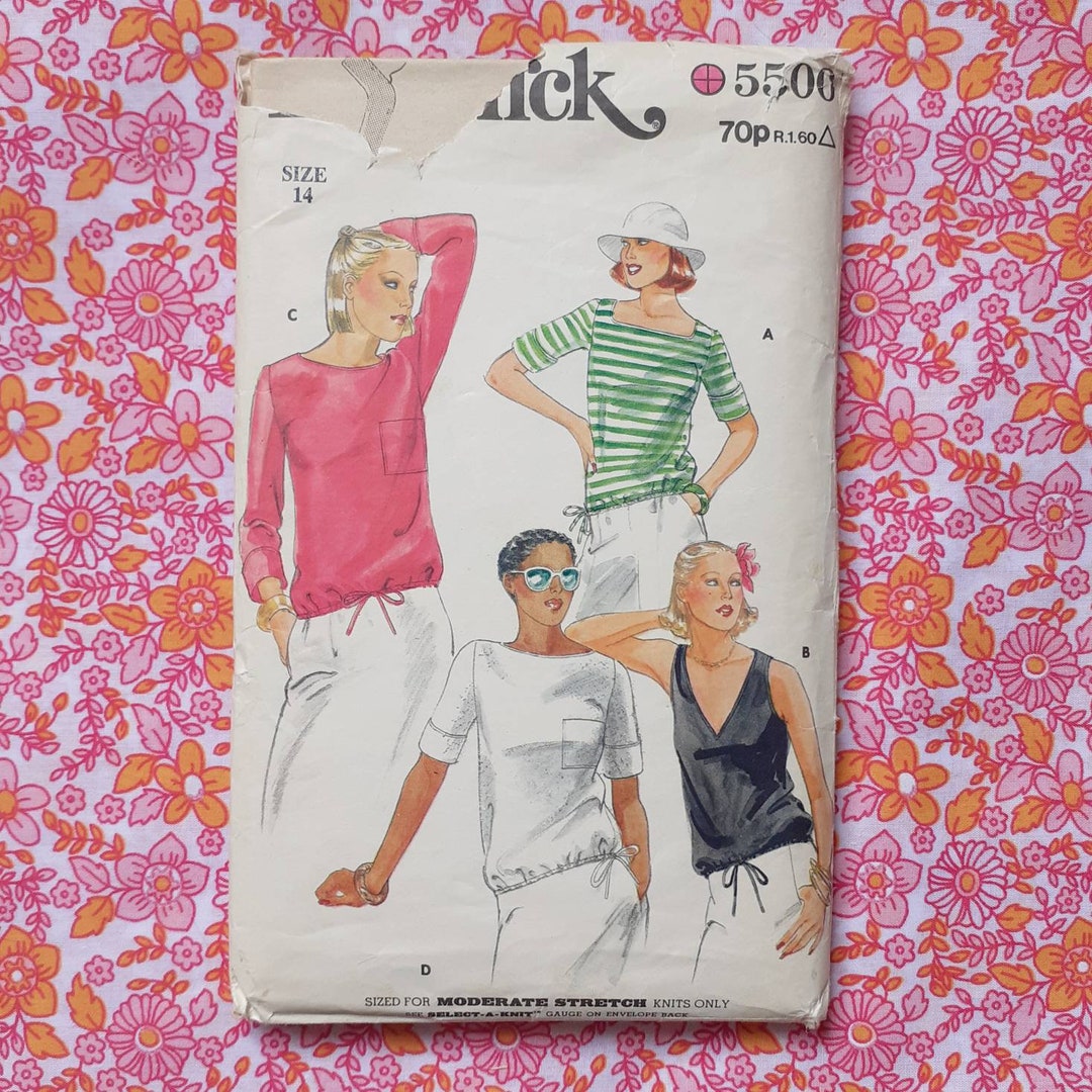 Butterick No 5500 Vintage Tee T-shirt Top Pattern 1979 Sz 14 - Etsy