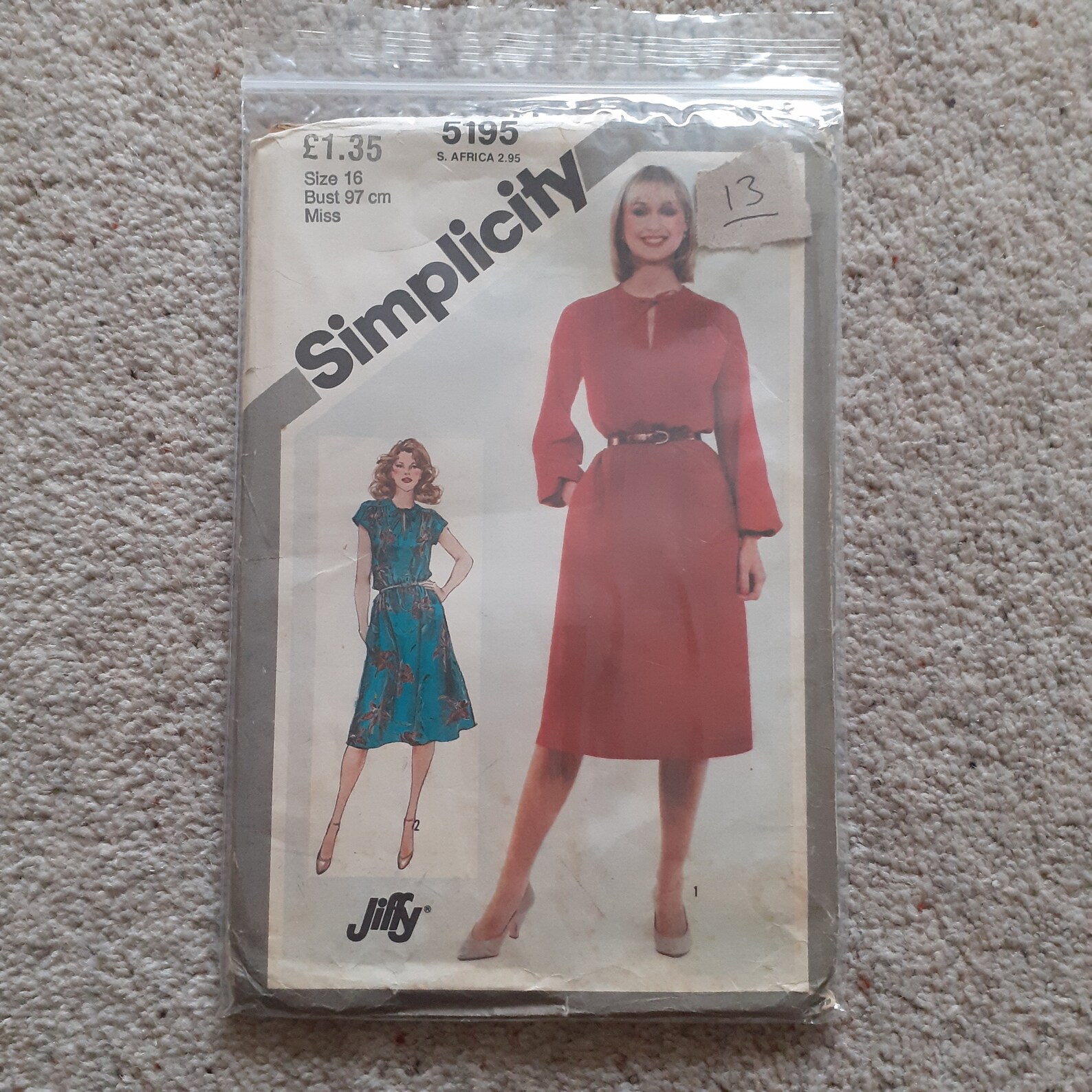 Simplicity No 5195 Jiffy Dress Pattern 1981 Sz 16 - Etsy