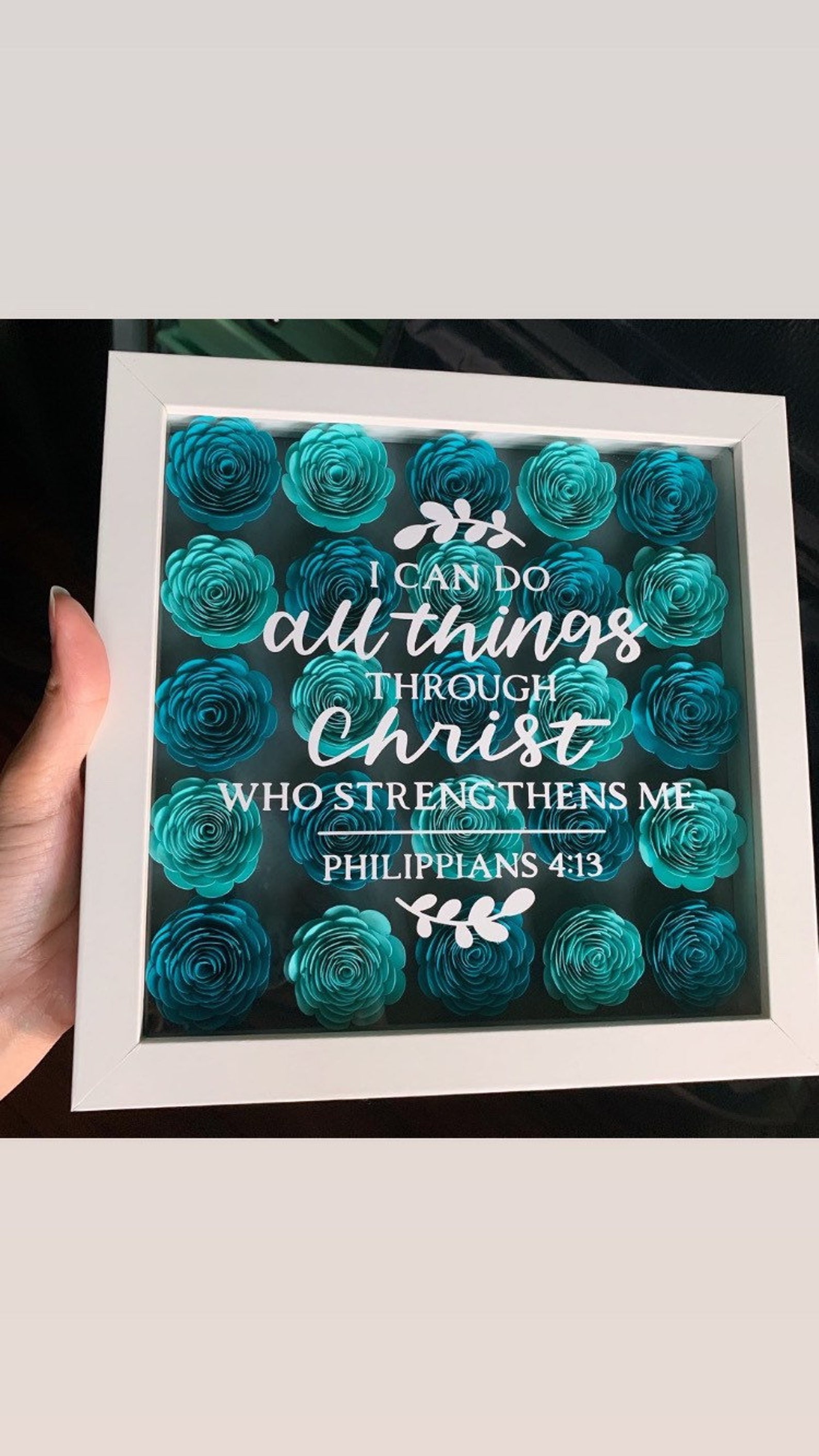 Paper Flower Shadow Box With Bible Verse/ Religious Home Decor Shadow ...