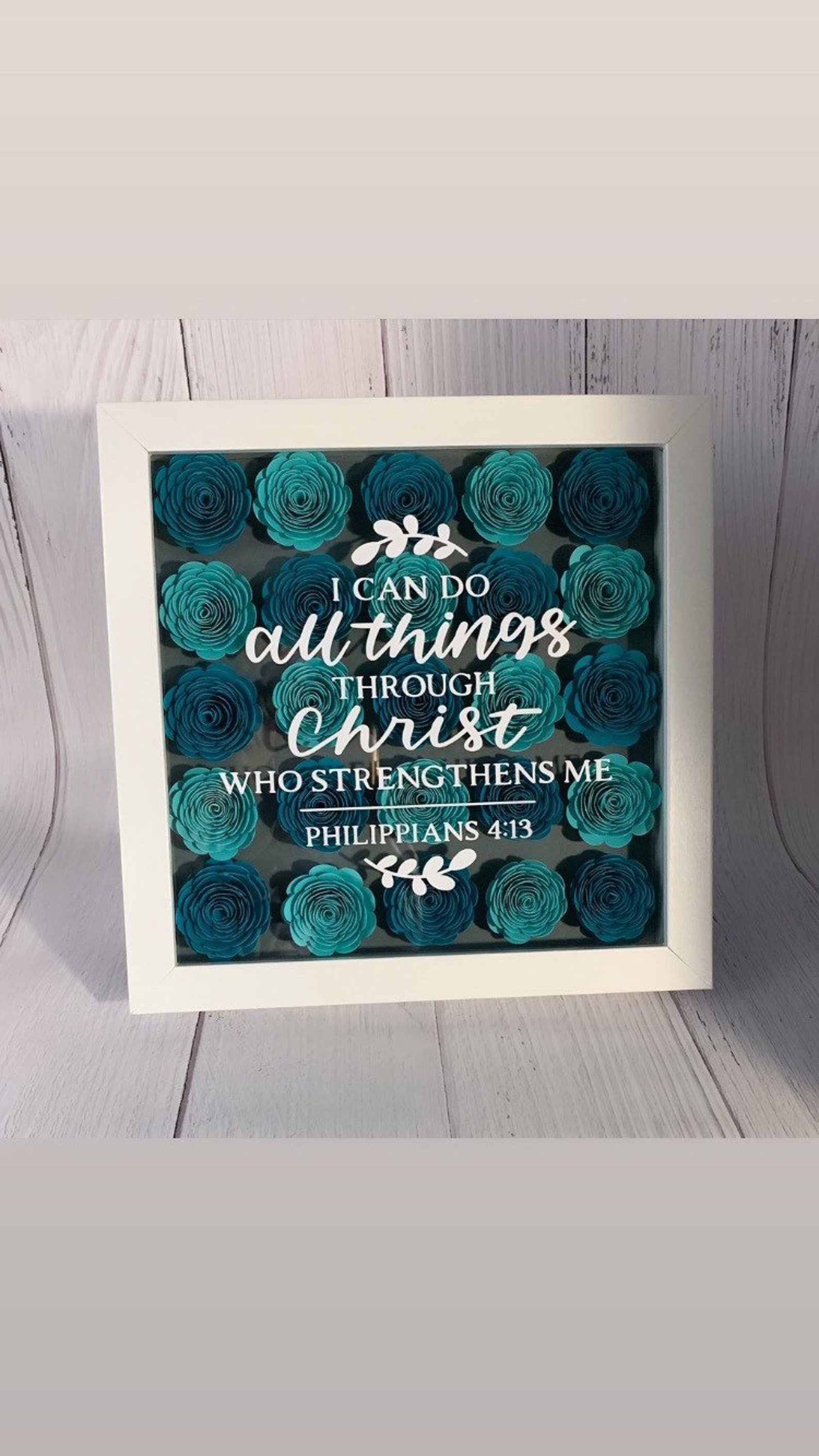 Paper Flower Shadow Box With Bible Verse/ Religious Home Decor Shadow ...