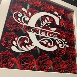 Personalized Paper Flower Shadow Box With Monogram and Name / Home ...