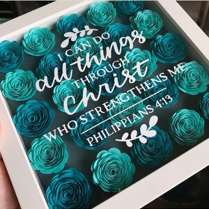 Paper Flower Shadow Box With Bible Verse/ Religious Home Decor Shadow ...
