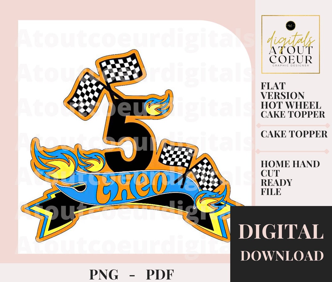 Hot Wheel Cake Topper | Cupcake Topper | DIGITAL Files | Print and Cut ...