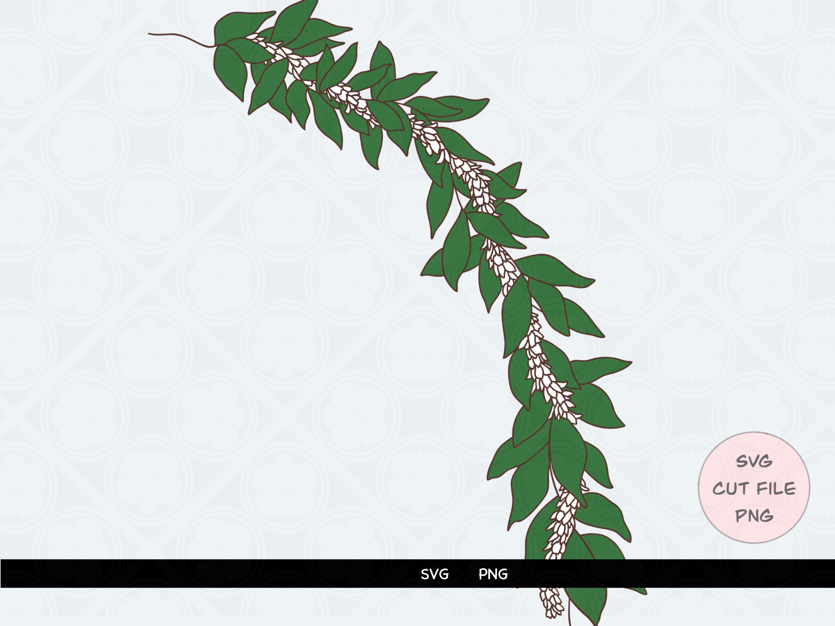 Maile Leaf and Pikake Lei Strand SVG PNG Instant Digital - Etsy