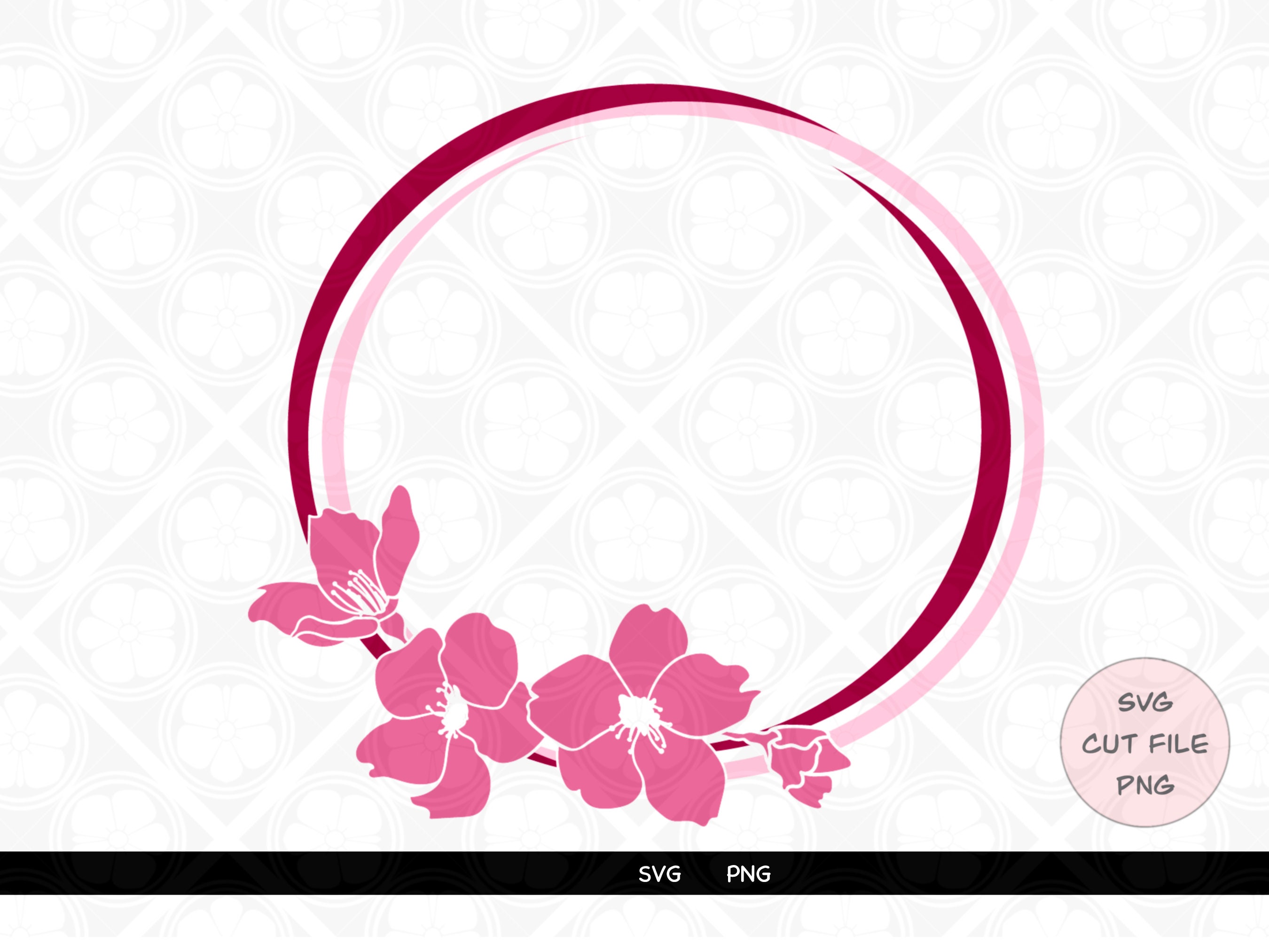 Cherry Blossom Sakura Flower Circles Frame SVG Cut File PNG | Etsy