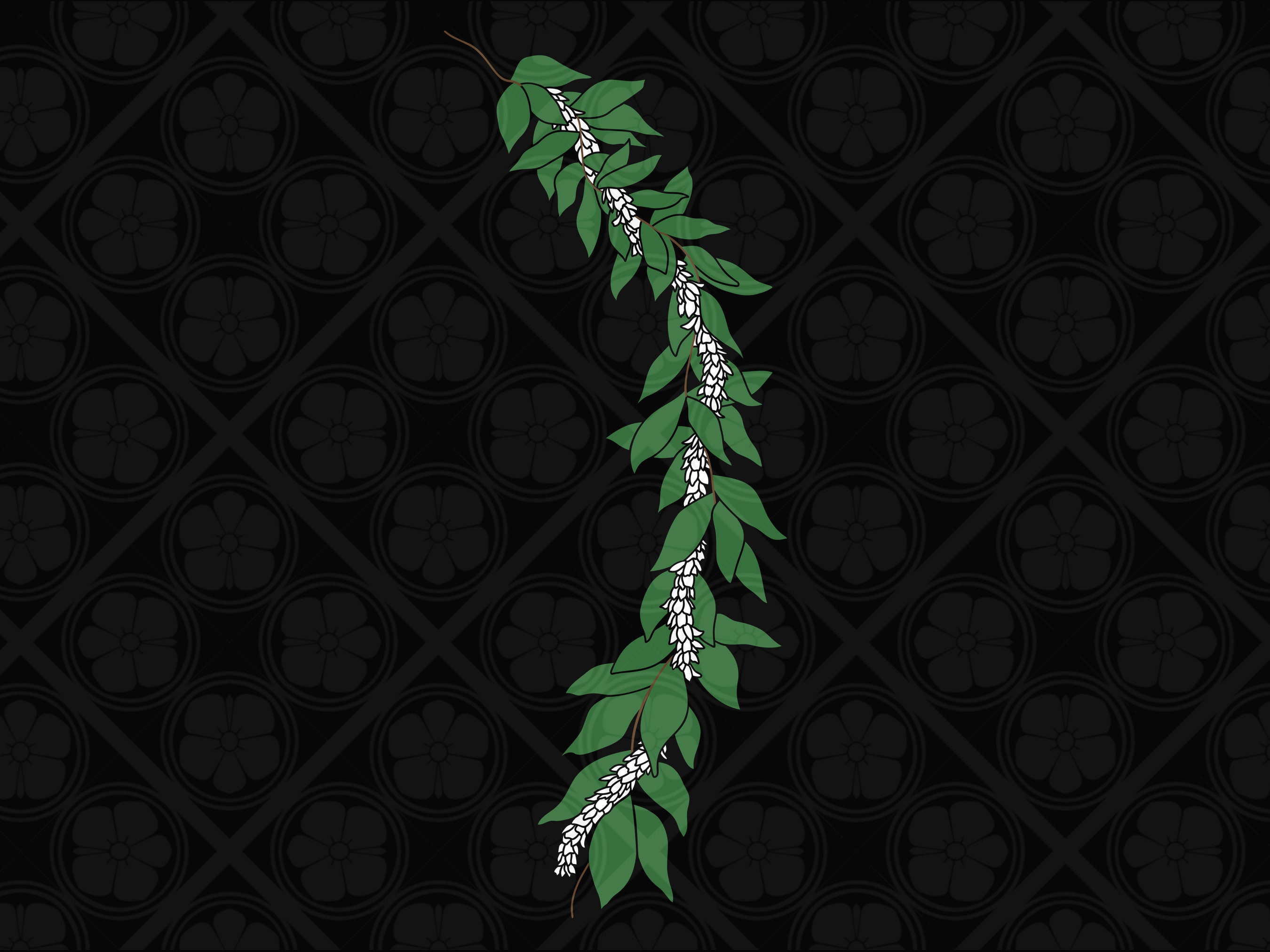 Maile Leaf And Pikake Lei Strand Svg Png Instant Digital Etsy