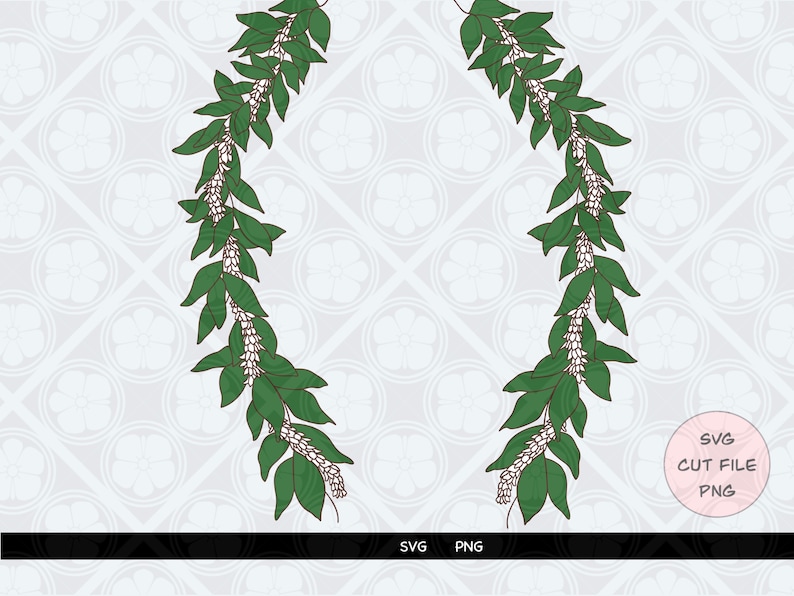 Maile Leaf And Pikake Lei Strand Svg Png Instant Digital Etsy Canada