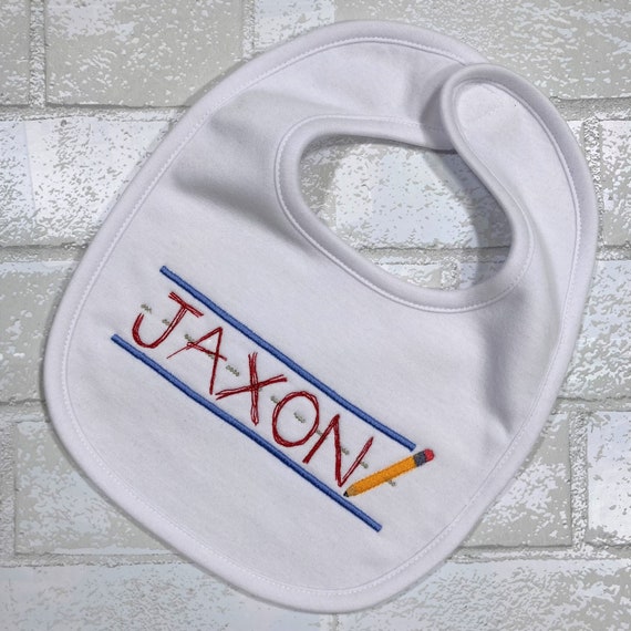 Pencil and Paper Bib / Back to School Bib / Daycare Bib / - Etsy