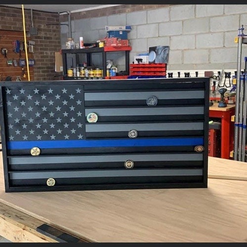 Challenge Coin Display Thin Blue Line Flag American Flag - Etsy