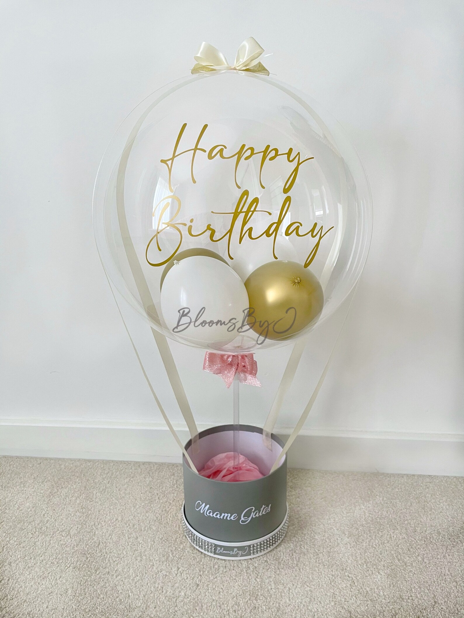 Personalised Empty Hatbox with Bubble Balloon fill with your | Etsy