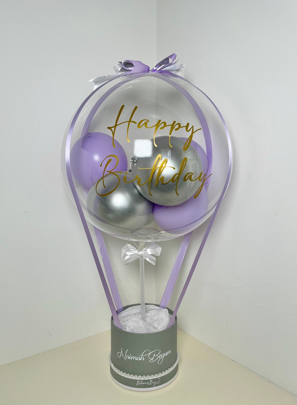 Personalised Empty Hatbox With Bubble Balloon fill With Your - Etsy