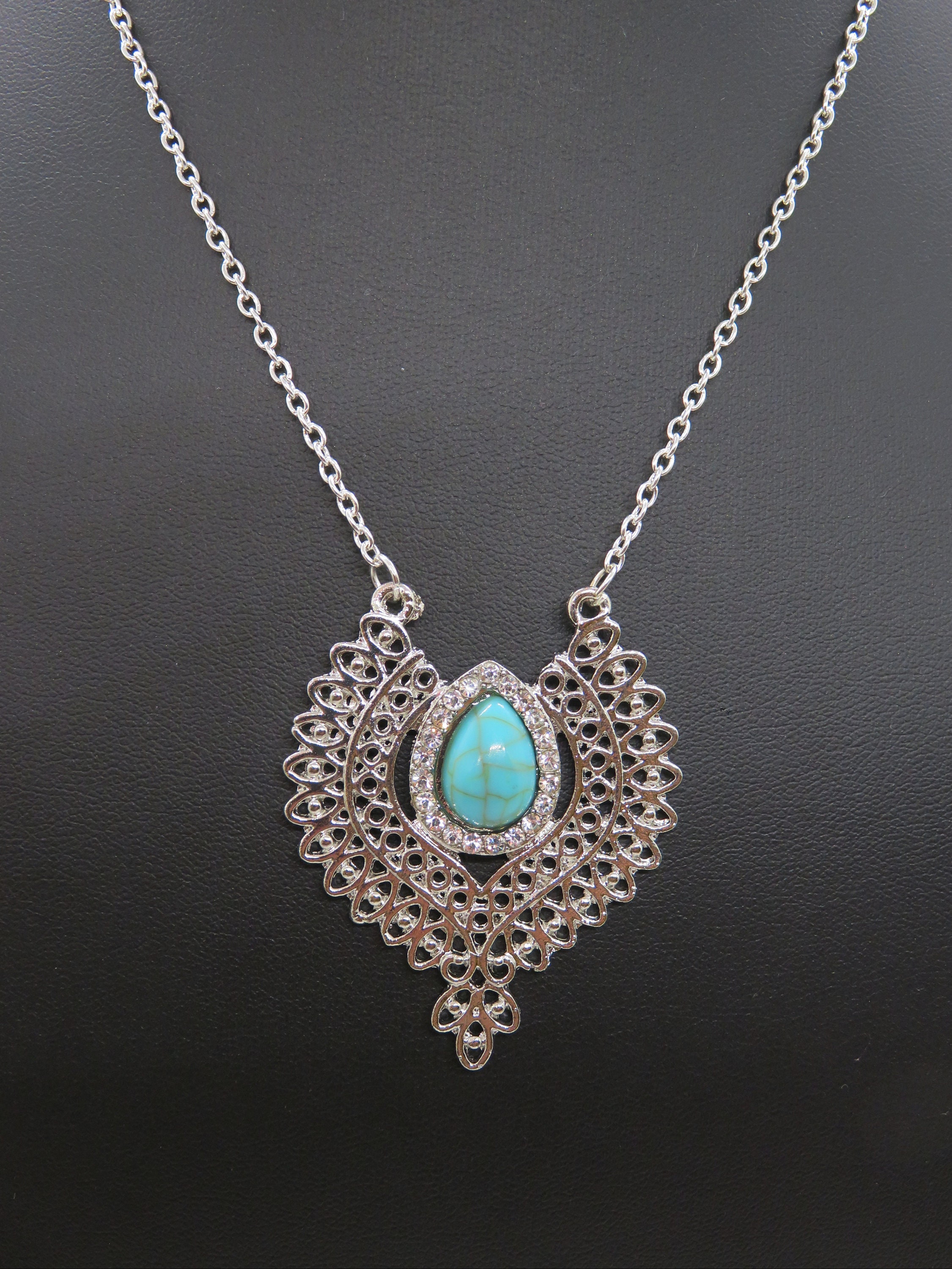 Ornate Large Turquoise Pendant Necklace - Etsy