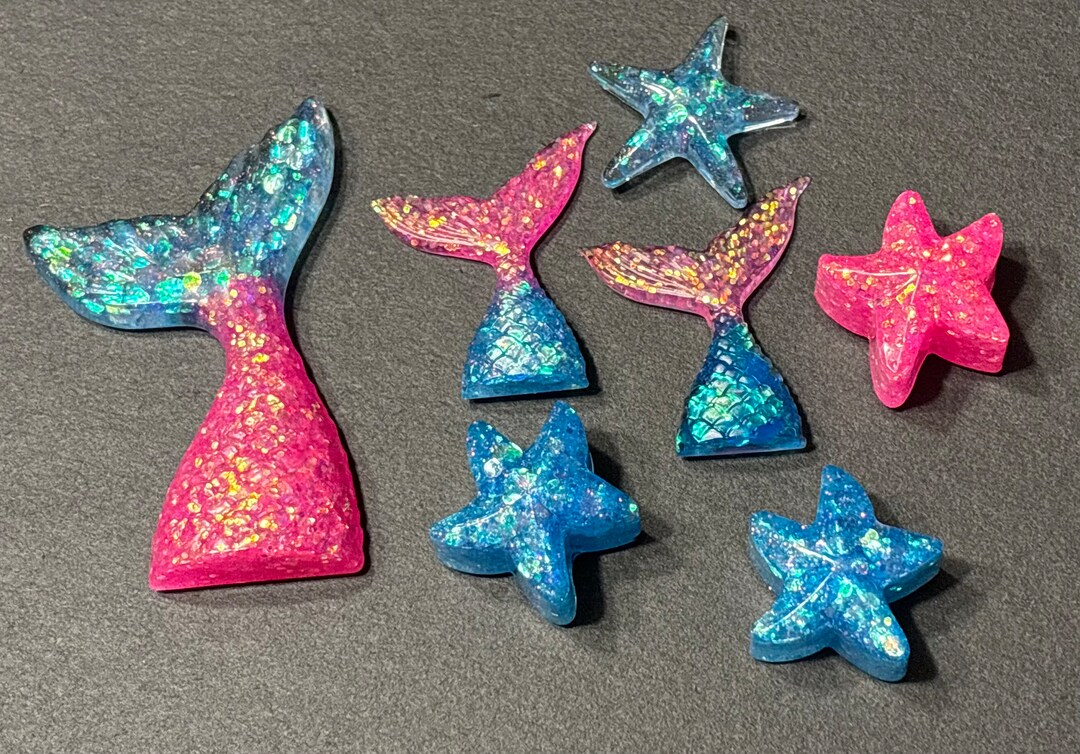 Pink Blue Beach Magnets, Mermaid Starfish Resin Magnets, Kitchen Decor ...