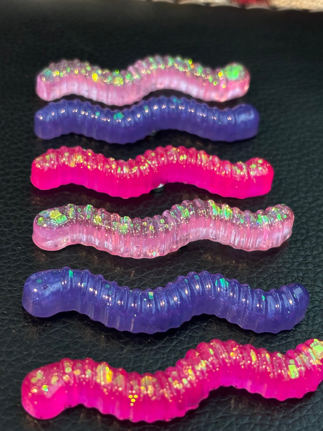 Pink Resin Gummy Worm Candy Magnet Set of 6 Purple Resin Candy Kitchen ...