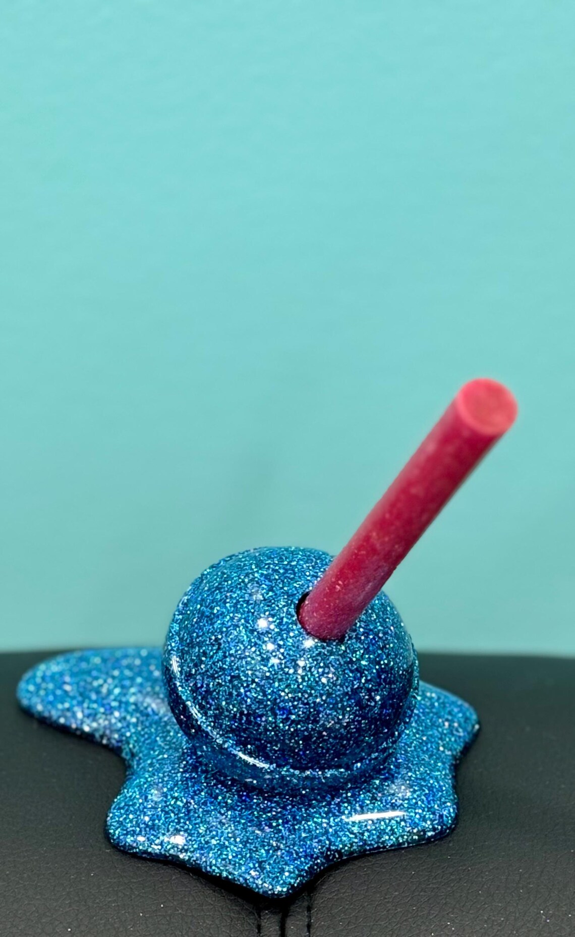Teal Blue Sparkling Lollipop Sculpture Melted Candy Ring Display Teen ...