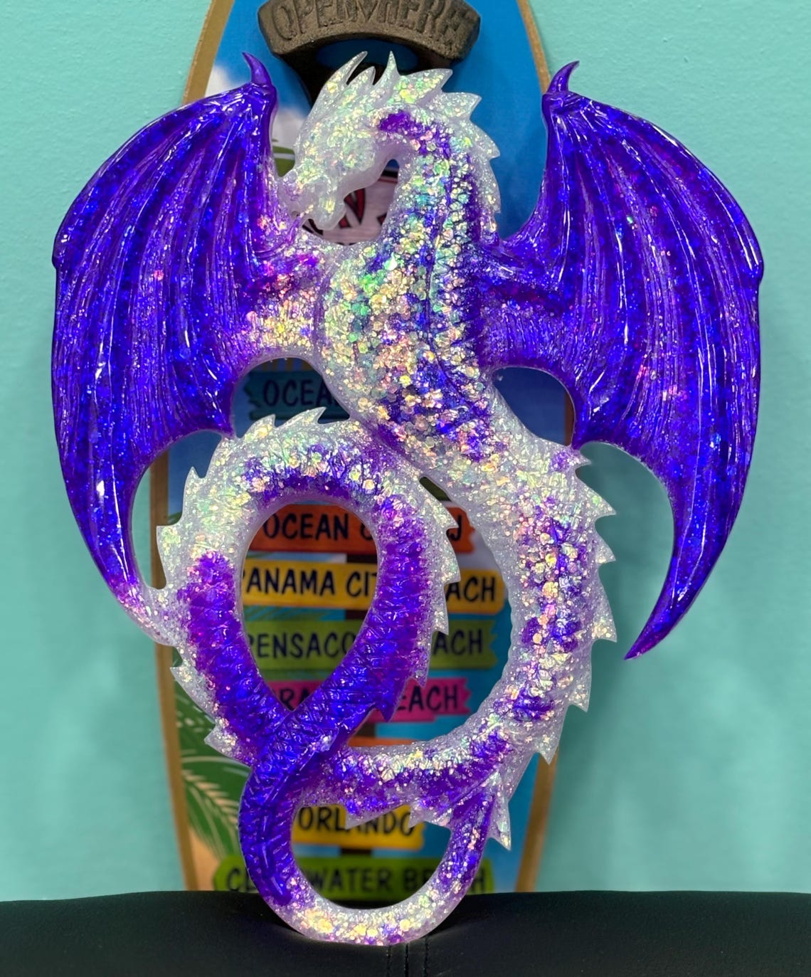 Dragon Home Decor Purple Resin Flying Dragon Wall Decor Mythical ...