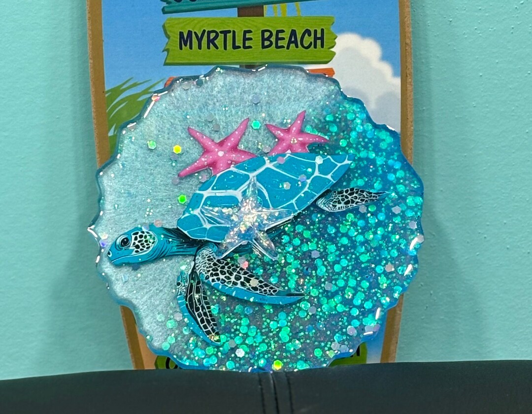 Aqua Sea Turtle Pink Starfish Trinket Coaster Ocean Sea Turtle Jewelry ...