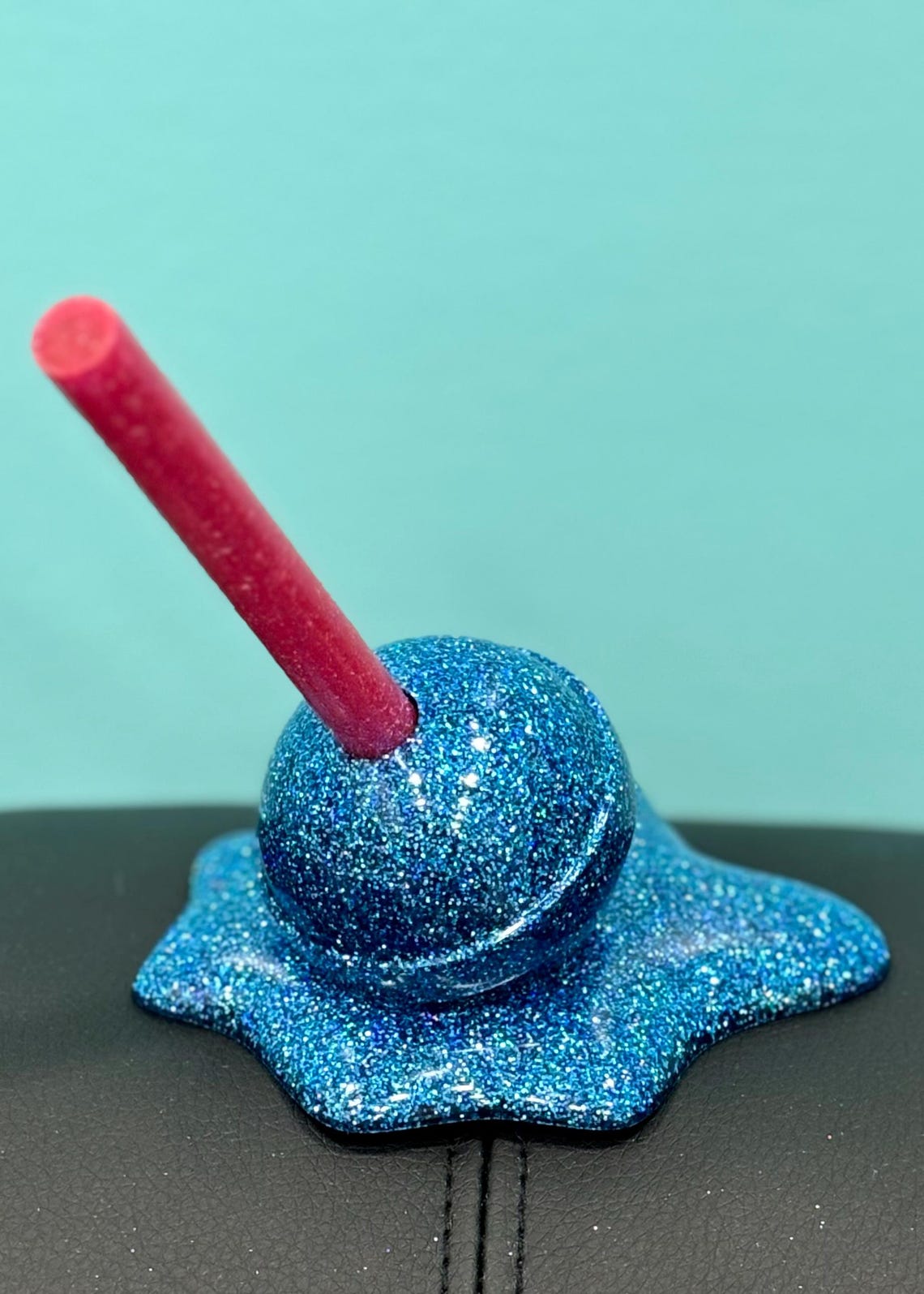 Teal Blue Sparkling Lollipop Sculpture Melted Candy Ring Display Teen ...