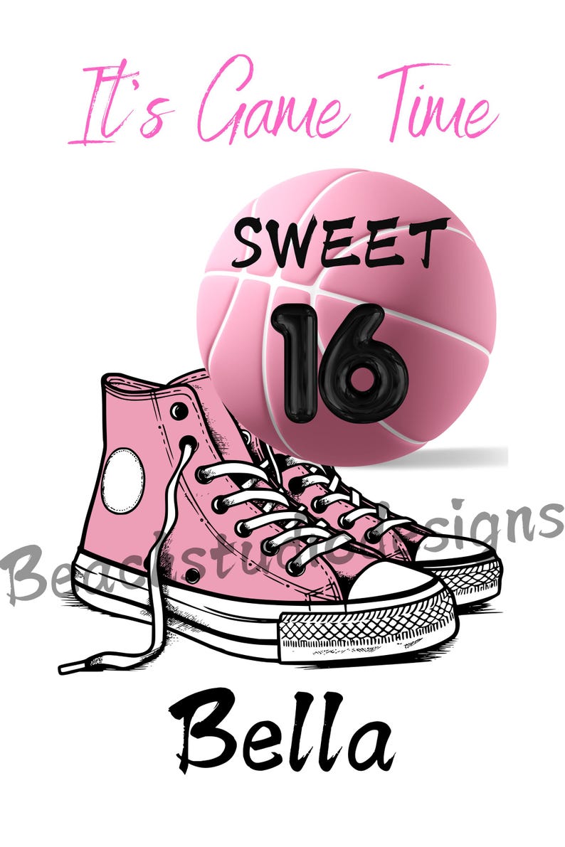 Sweet 16 Basketball Themed Art Print Birthday Card Insert Gift for ...