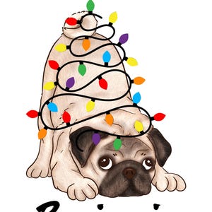 Christmas Lights Pug Art Print Personalized Fawn Pug Photo Print 4 X 6 ...