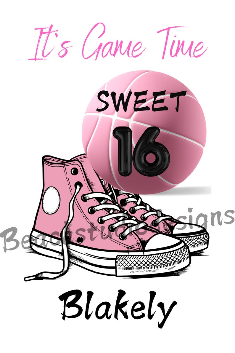 Sweet 16 Basketball Themed Art Print Birthday Card Insert Gift for ...
