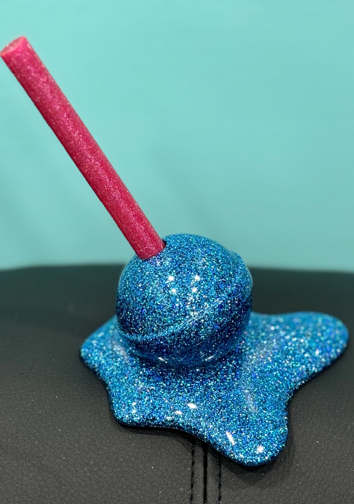 Teal Blue Sparkling Lollipop Sculpture Melted Candy Ring Display Teen ...