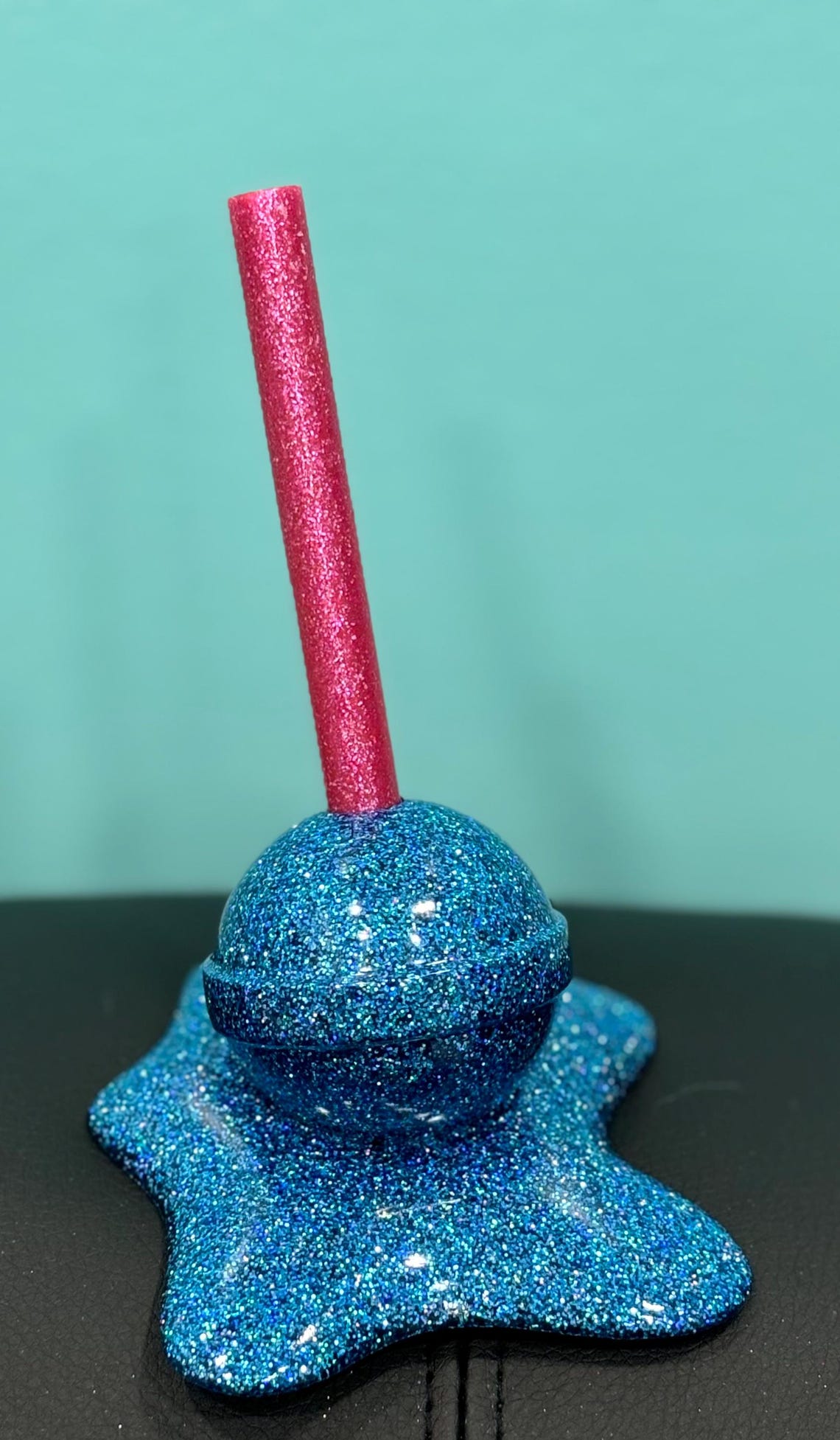 Teal Blue Sparkling Lollipop Sculpture Melted Candy Ring Display Teen ...