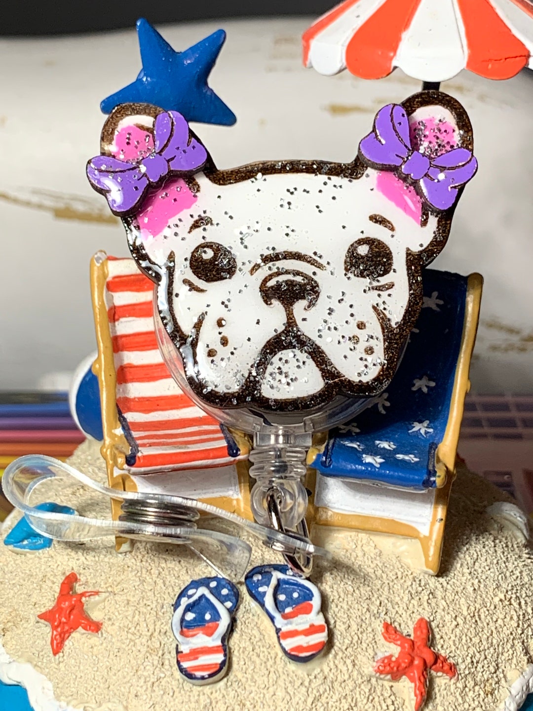 French Bulldog Badge Reel, Laser Cut Hand-painted Resin Frenchie, 2023 ...