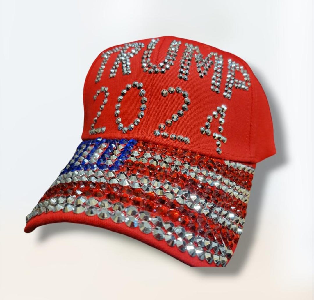 Trump 2024hat MAGA President Donald Trump Hat Cap Bling Diamond USA ...