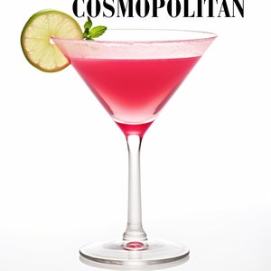 Cosmopolitan Cocktail Wall Art, Frameless Set of 5 Trendy Prints ...