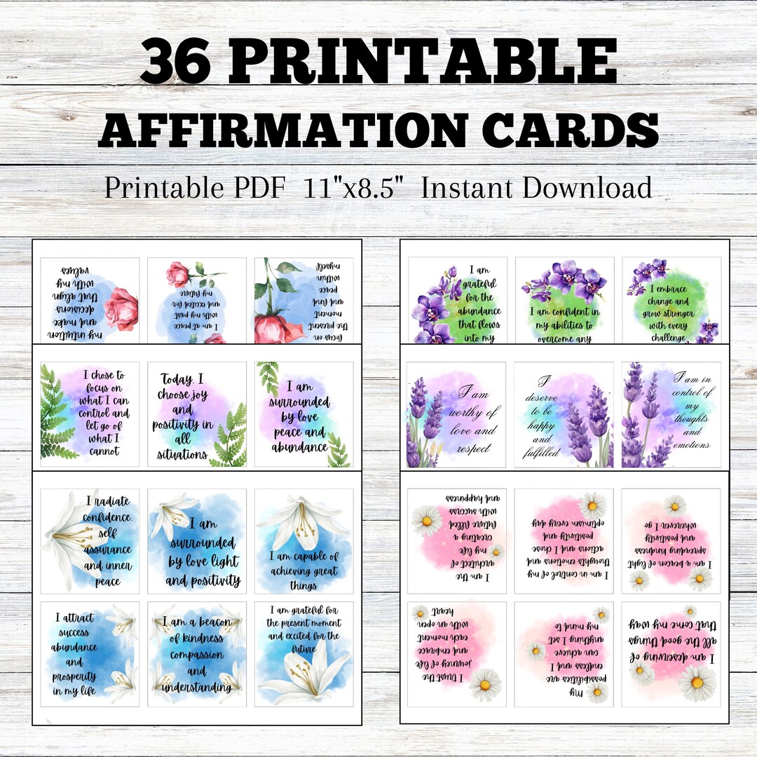 Affirmation Cards Floral Decor - Etsy