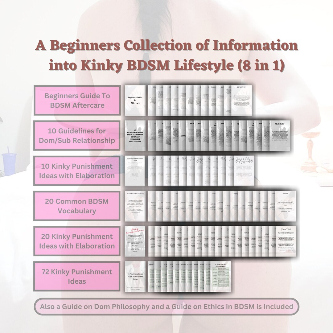 Collection of Beginner's Guides for Kinky BDSM Lifestyle Topics Include Aftercare, Punishment ...