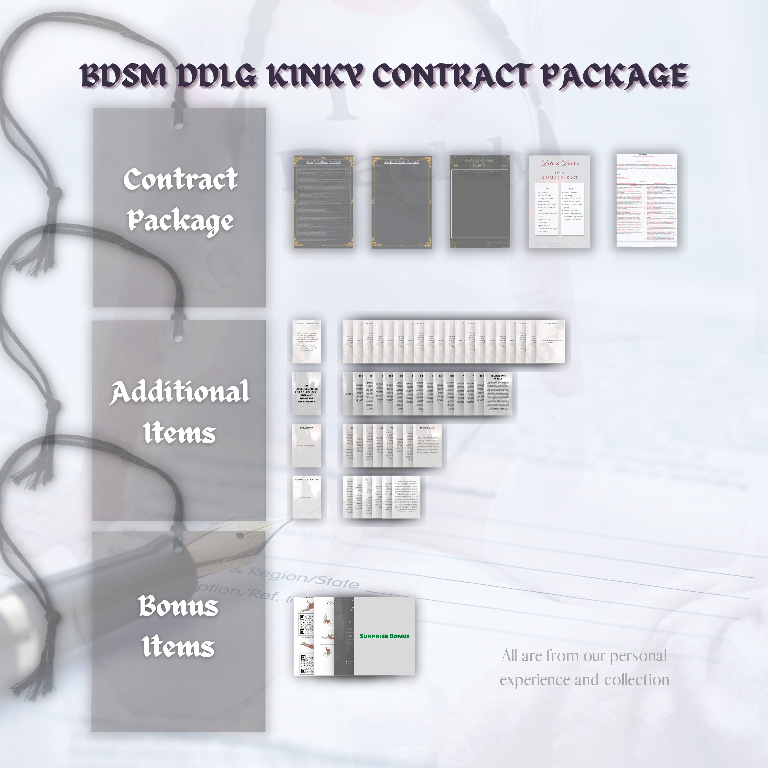 BDSM Contract Package for Kinky DDLG Daddy Dom, Master, Mistress, Sir ...