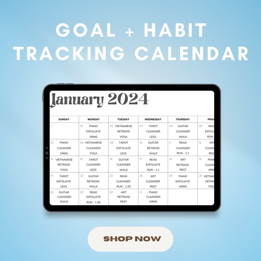 Goal and Habit Tracking Calendar Printable Template Daily and Monthly ...