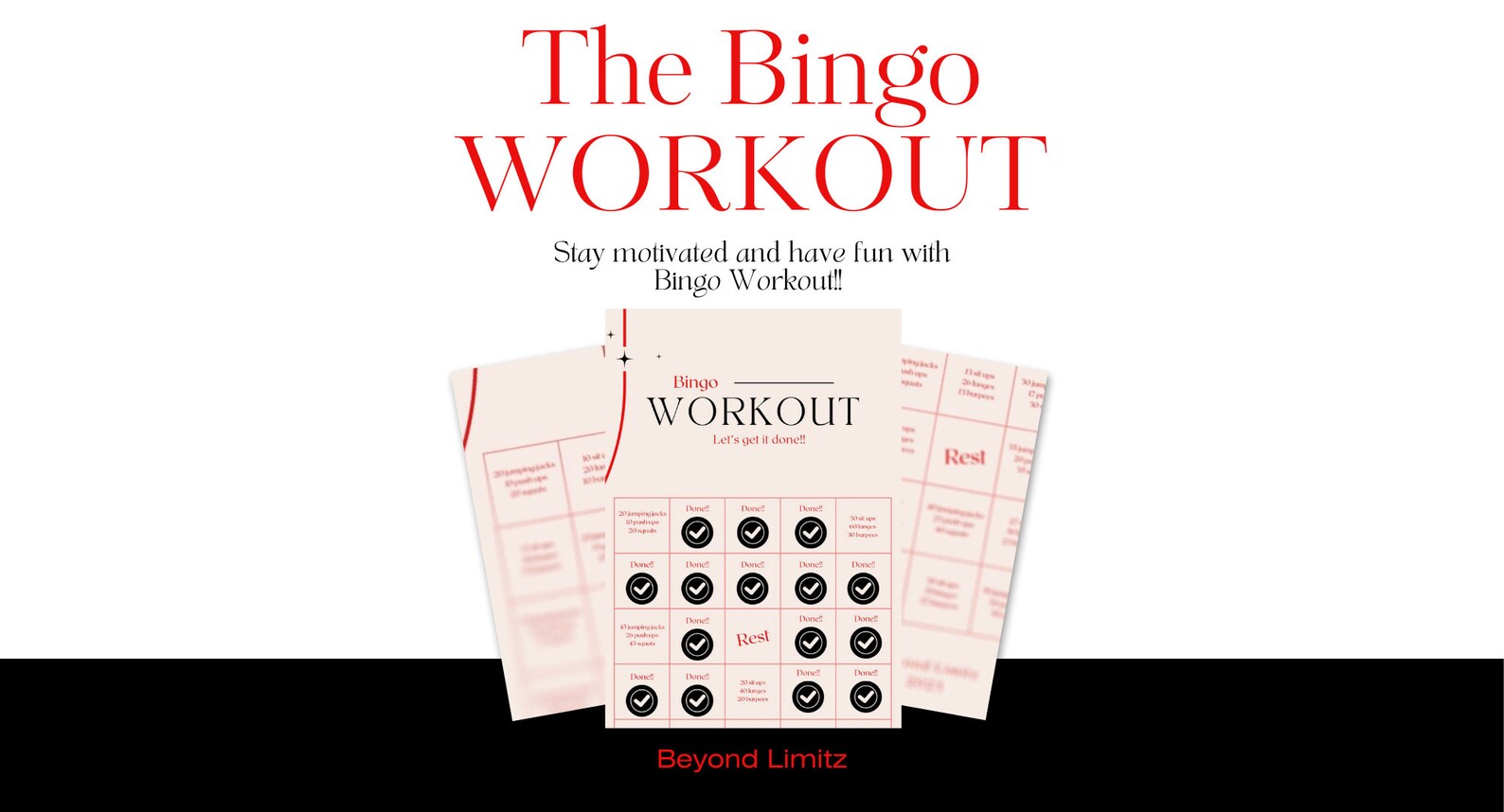 Digital Workout Bingo Printable Bingo Cards, Fun Workout Game ...
