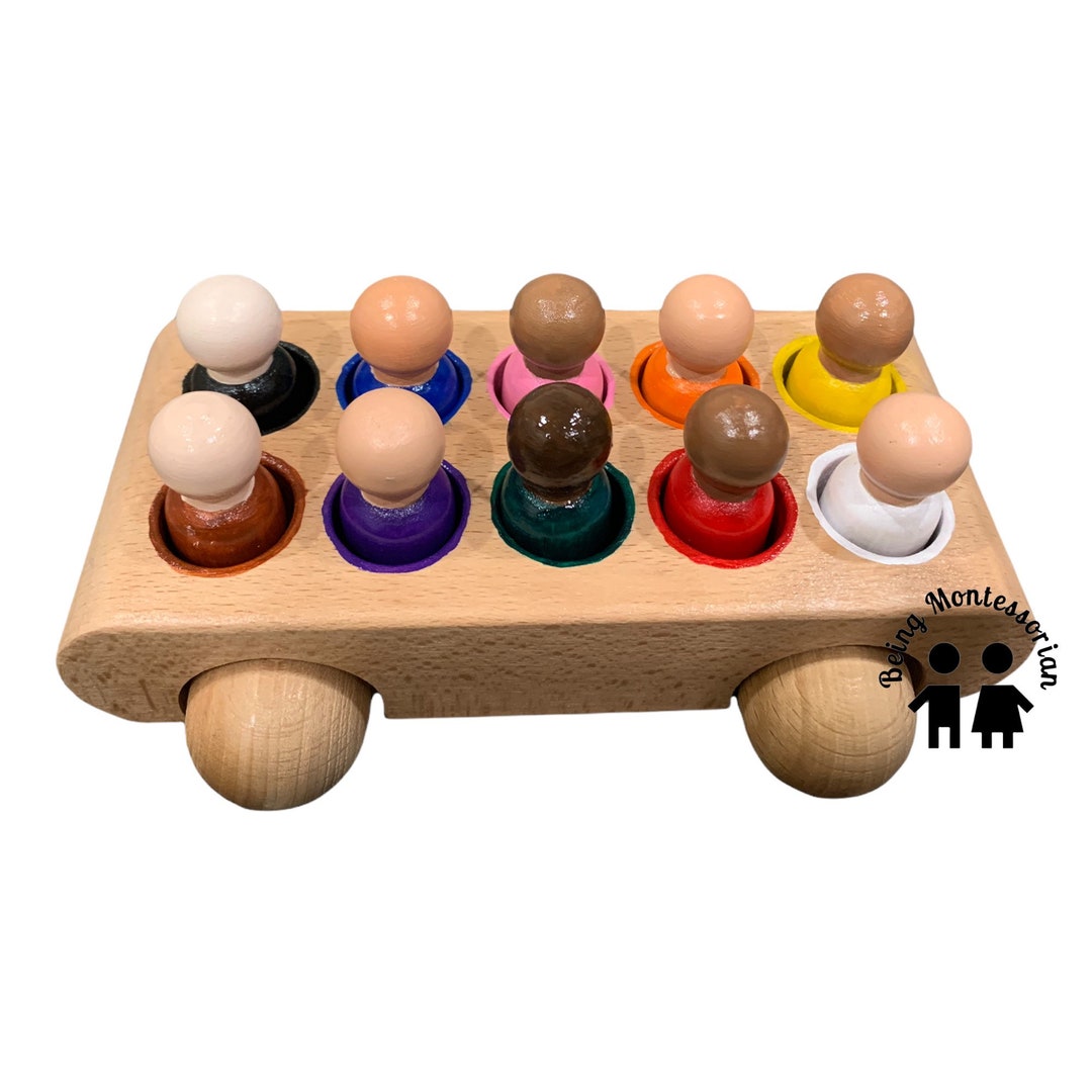 Wooden Car With Multicultural Peg People/ Waldorf and - Etsy Canada
