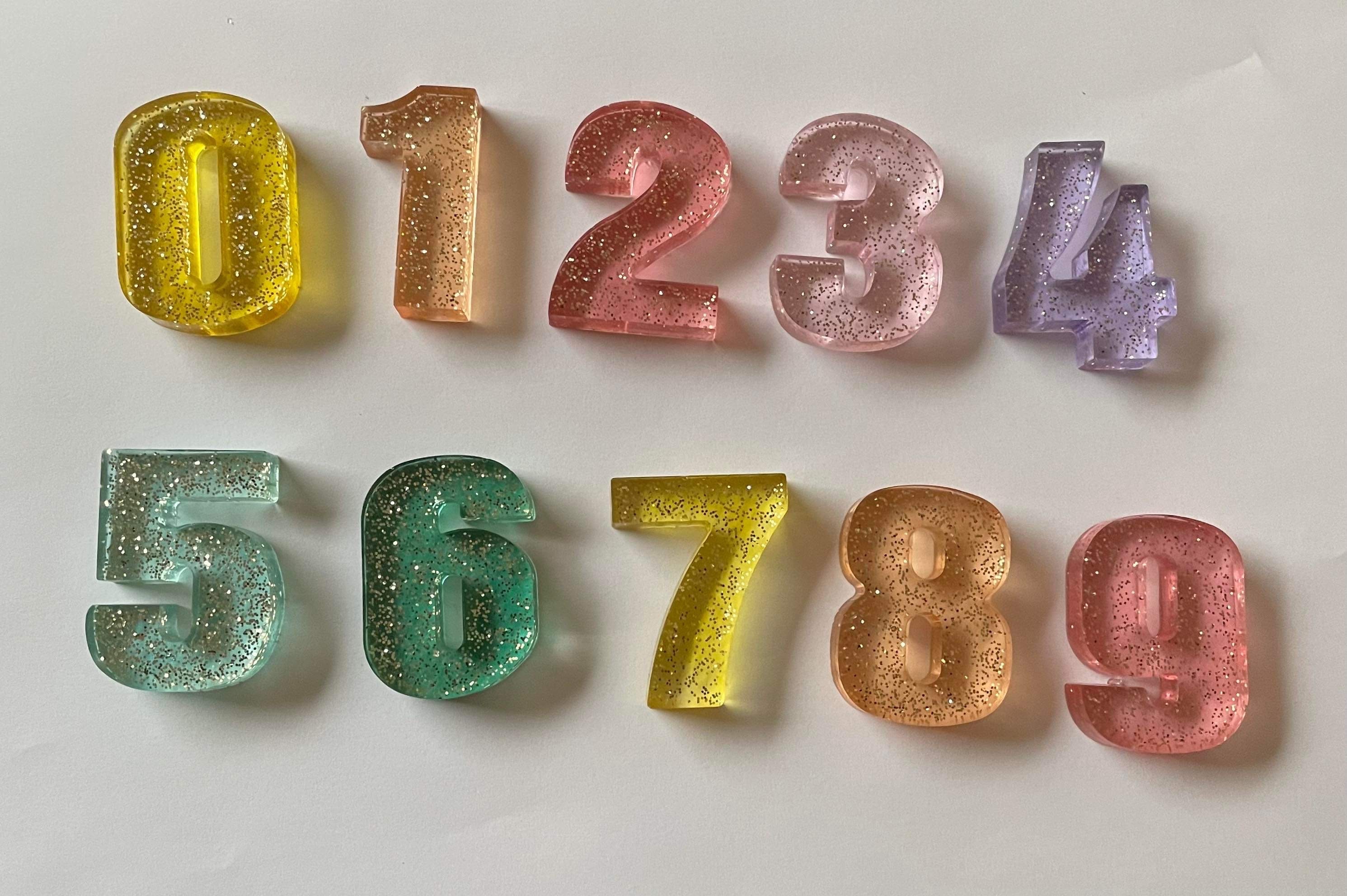Rainbow Glitter Letters Alphabets Numbers Set Loose Parts Gift for Kids ...