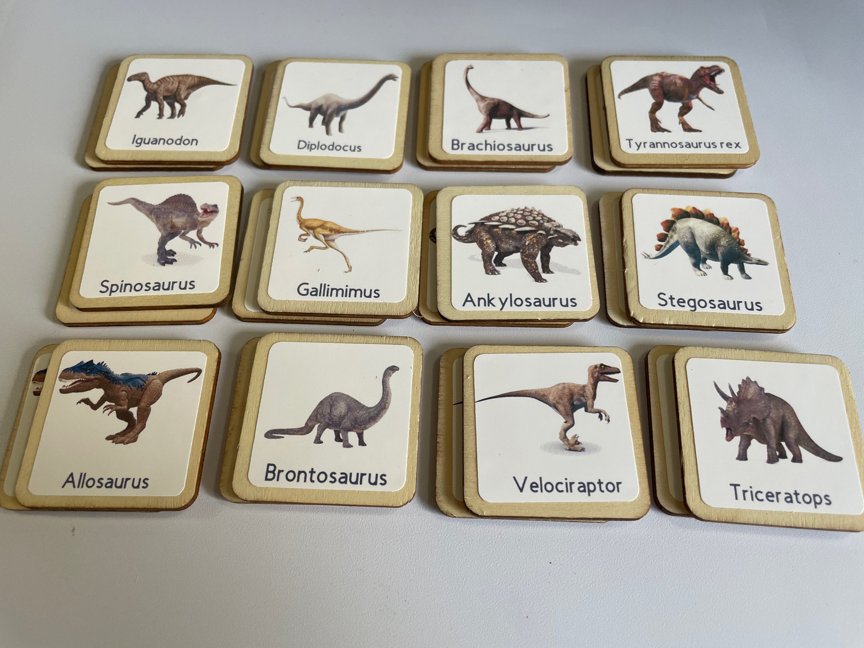 Dinosaur Wooden Memory Matching Game/ Montessori Educational Toy for ...