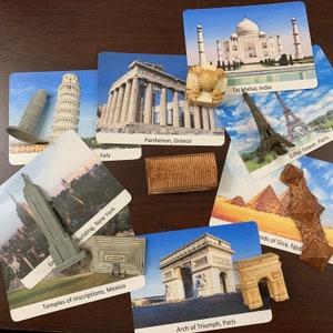 World Landmarks and Monuments/ Matching Cards With Figures/ Montessori ...
