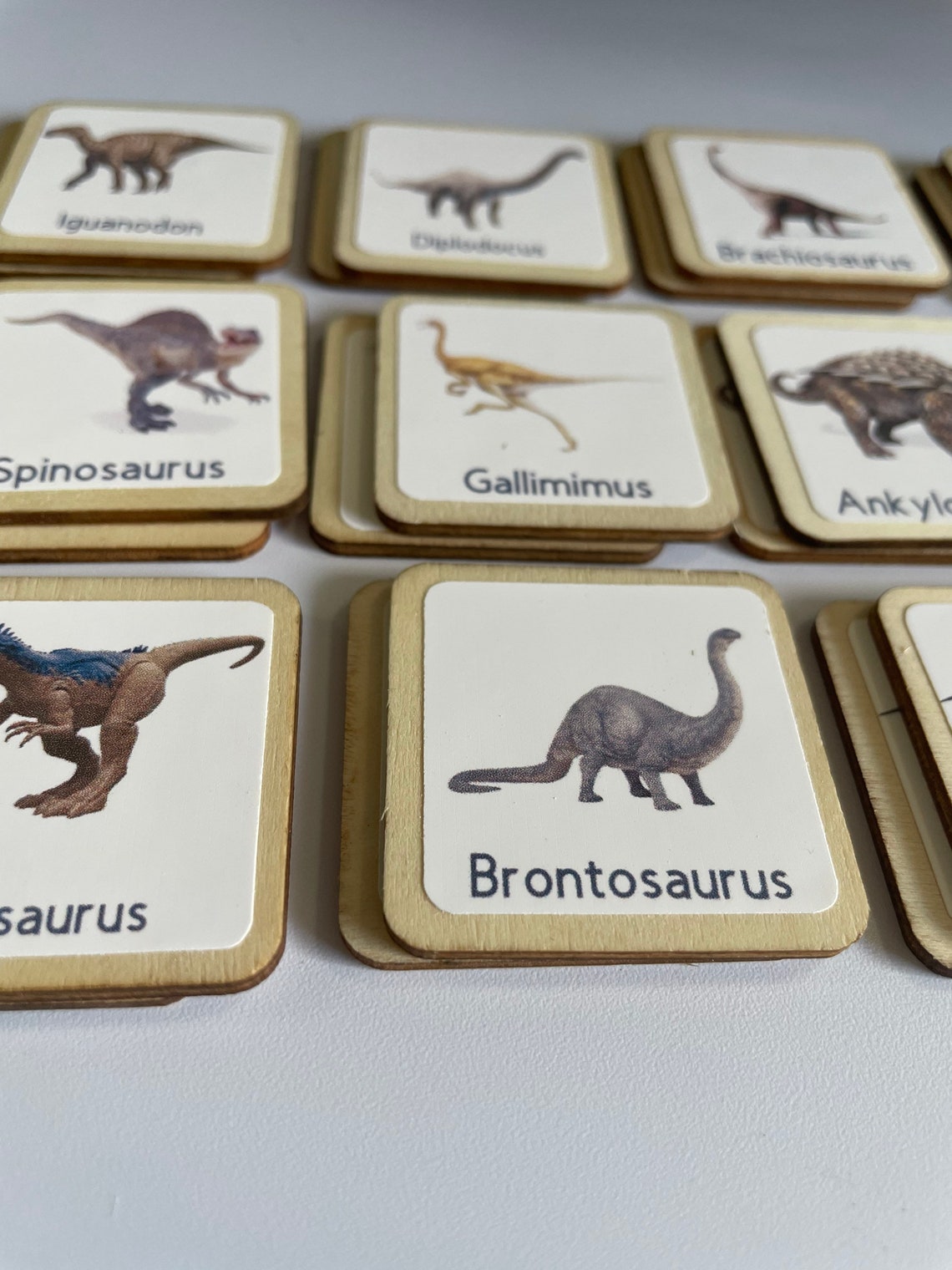 Dinosaur Wooden Memory Matching Game/ Montessori Educational Toy for ...