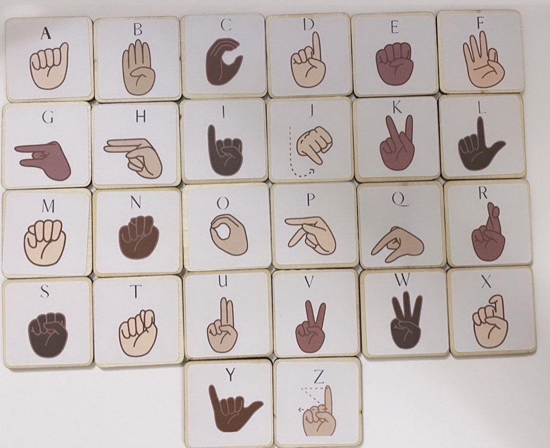 ASL Multicultural Wooden Magnetic Cards/ Montessori Homeschool Learning ...