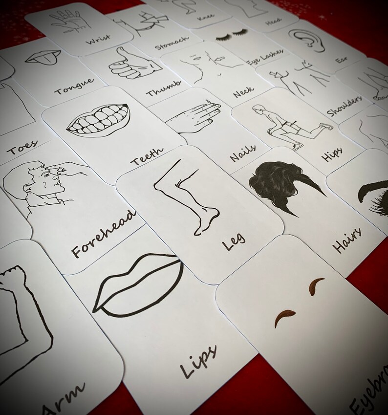 Human Body Parts Face Parts Flash Cards Black and White - Etsy