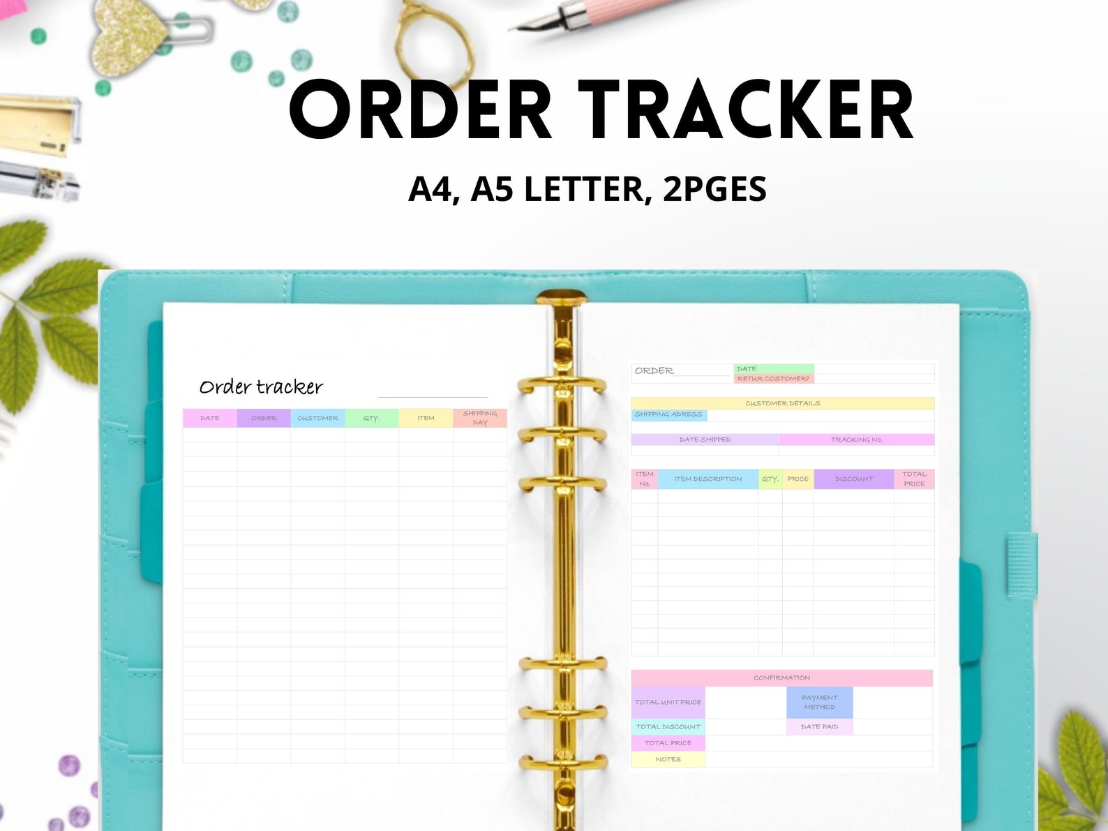 Order Form Template, Printable Tracker, Order Form, Order Form ...